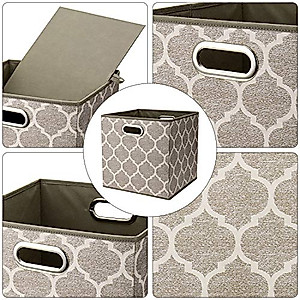i BKGOO Cloth Storage Bins Set of 4 Thick Fabric Drawers Foldable Cubes Basket Organizer Container with Dual Metal Handles for Shelf Cabinet Bookcase Boxes Grey-Brown 13x13x13 inch