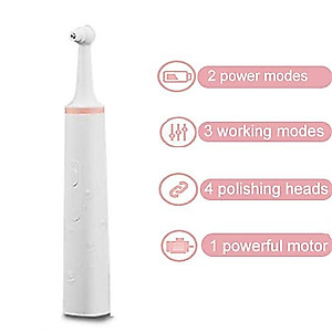 Household Electric Tooth Cleaning Set with 3 Adjustable Modes Teeth Cl𝓮aning Tools for Pl𝒶que C𝒶lculus Remover (Basic-Pink-AA Battery Powered)