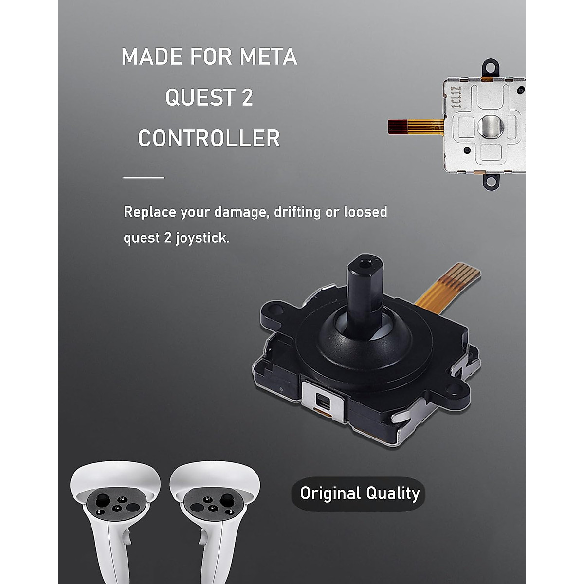 Ikpek 2 Pack Joystick Replacement Kit for Oculus Quest 2 Controller, 29 in One Repair Kit for Meta Quest 2 Controller, Include 2 Thumb Sticks, 4 Thumbstick Grips, 18 Screws, 2 T5 Screwdrivers and More