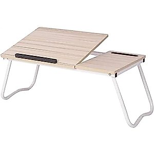 GRALES Gaming Computer Desk Foldable Bed Tray 26 Inches Laptop Desk Adjustable Bed Table with Storage Slots Tablet Phone Holder Foldable Computer Desk
