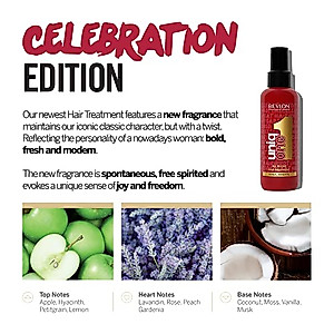 REVLON PROFESSIONAL UNIQONE HAIR TREATMENT, Moisturizing Leave-In Product, Repair For Damaged Hair, Promotes Healthy Hair, Celebration Edition Fragrance, 5.1 Fl Oz (Pack of 1)