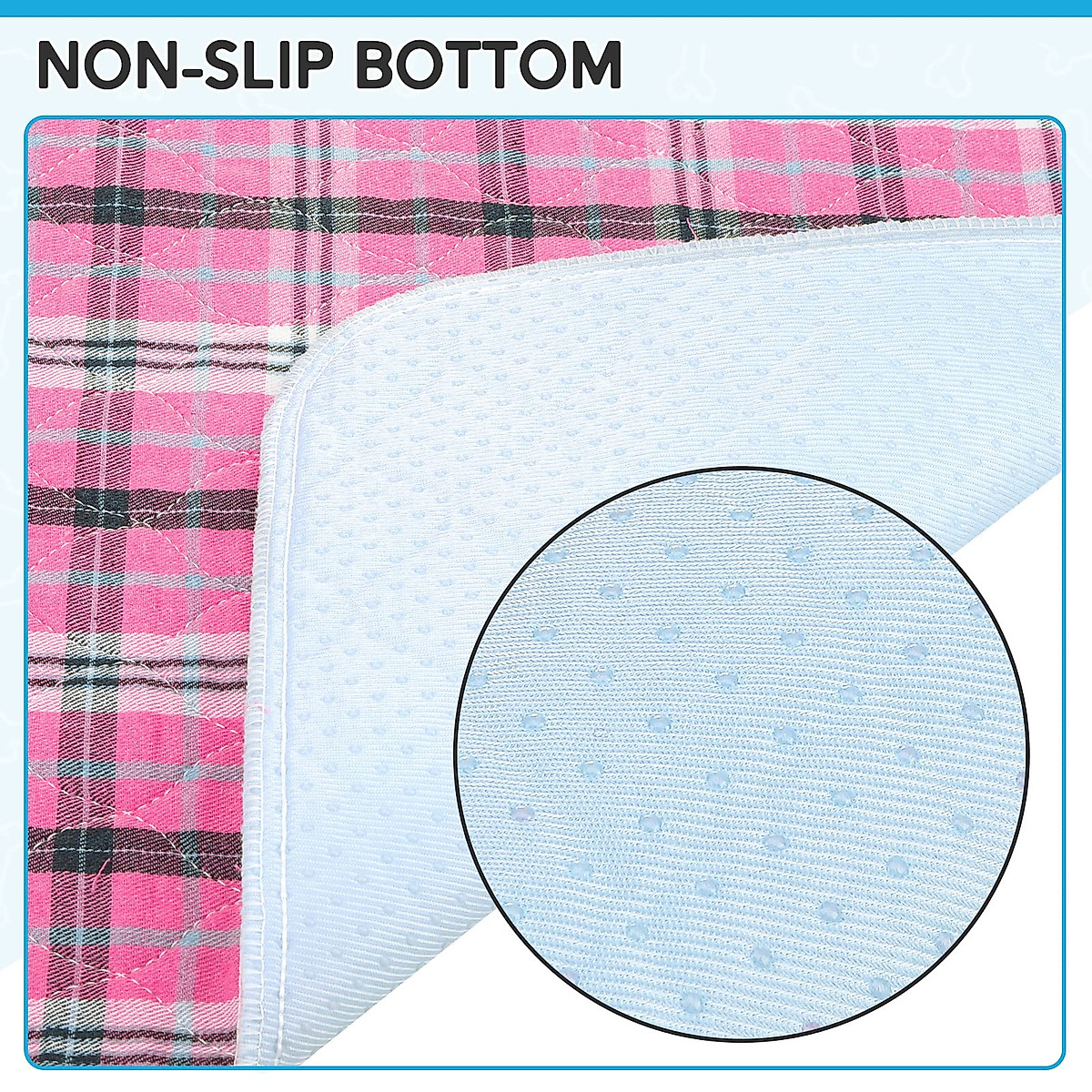ESGPET Washable Pee Pads for Dogs - Pink Plaid 18”x24” 8Pcs, Non-Slip Reusable Whelping Pad for Puppy Training, Super Absorbent & Odor Controlling Dog Potty Pads for Playpen Crate Bed Floor Protector