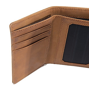 Carhartt Men's Casual Saddle Leather Wallets, Available in Multiple Styles and Colors, Brown (Trifold), One Size