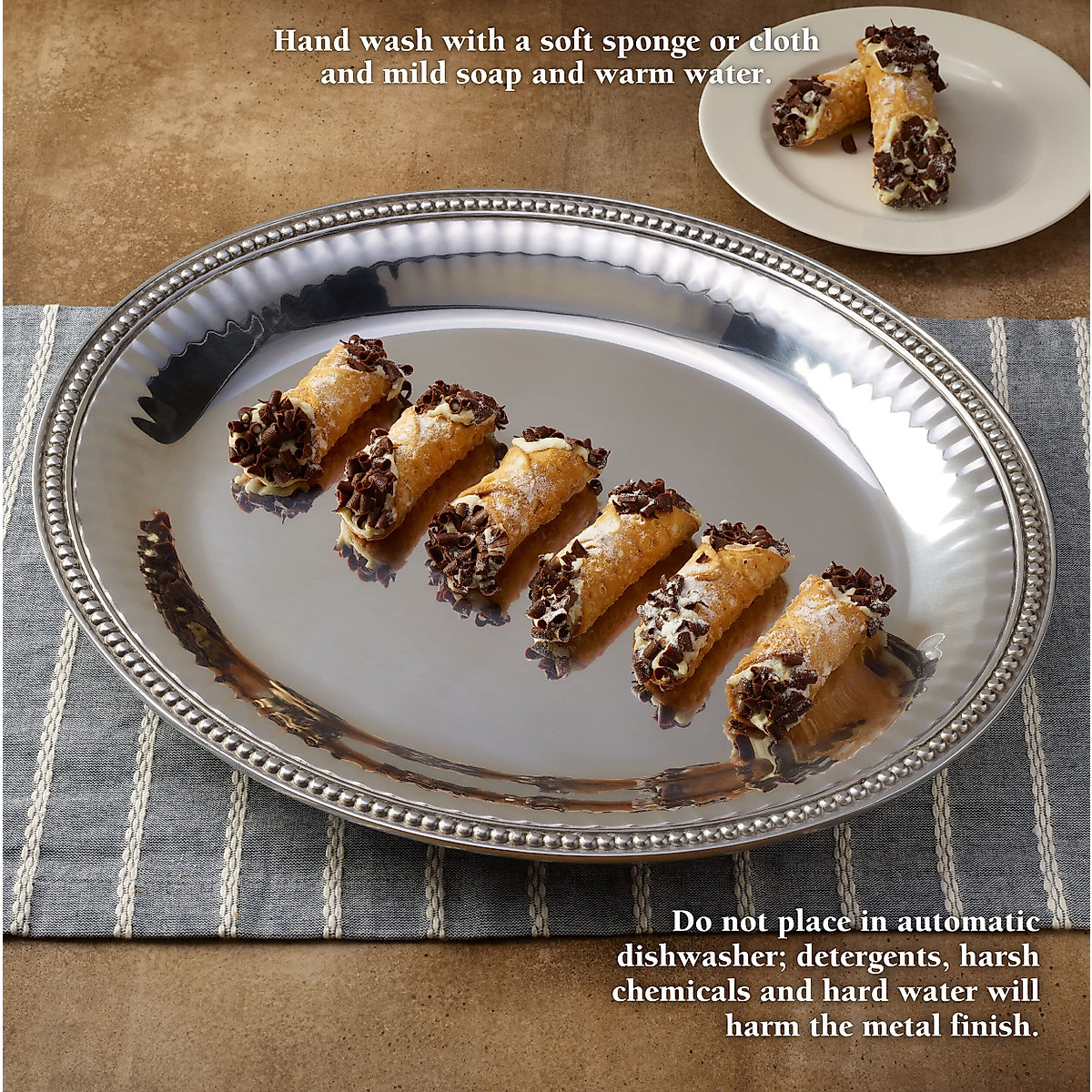 Wilton Armetale Flutes and Pearls Medium Round Serving Tray, 13.5-Inch