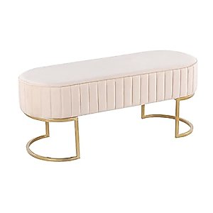 Demi Pleated Bench, Velvet Upholstered Bench, Bench for Entryway, Bed Bench for Bedroom, Dining Bench