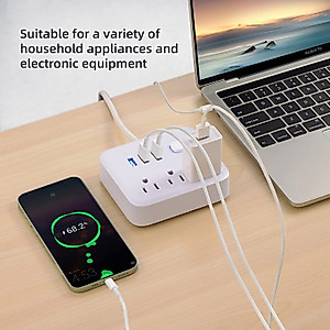 Power Strip Surge Protector with USB,4 Feet Long Cord with 3 AC Outlets and 3 USB Charging Ports, Overload Protection Outlet Extender, Compact for Smartphone Tablets Home, Office, Hotel,900 Joules