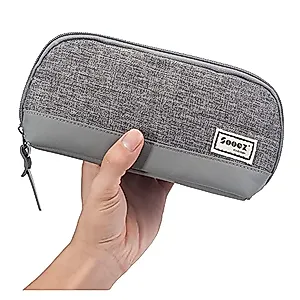 Sooez Wide-Opening Pencil Pen Case, Lightweight & Spacious Pencil Bag Pouch Box Organizer, Aesthetic Supply with Triangular Design for Adults, Grey