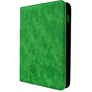 Card Guardian - 9 Pocket Premium+ Binder with Zipper for 504 Cards - Side Loading Pockets for Trading Card Games TCG (Green)