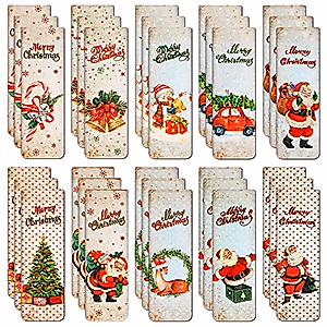 30 Pcs Christmas Magnetic Bookmarks Bulk Vintage Holiday Christmas Character Bookmark Xmas Winter Magnet Page Clip with Santa Snowman Reindeer Tree Pattern for Kids Student Christmas Favor Present