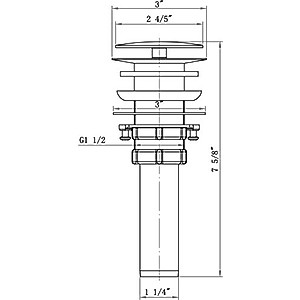 ALFI brand AB5009-BSS Popup Drain for Sink without Overflow, Brushed Stainless Steel