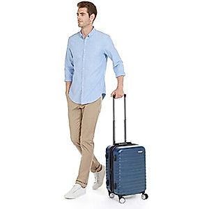 Amazon Basics Hardside Spinner Luggage With Built-In TSA Lock, 21-Inch, Carry-on, Navy Blue