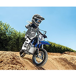 Razor MX350 Dirt Rocket Electric Motocross Off-road Bike for Age 13+, Up to 30 Minutes Continuous Ride Time, 12" Air-filled Tires, Hand-operated Rear Brake, Twist Grip Throttle, Chain-driven Motor