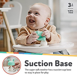 Nuby Super Soft Silicone Teether with Suction Base | Visually Stimulating and Easy to Grasp | Ideal for Infants 3 Months and Up, Soothing and Stimulating Gums