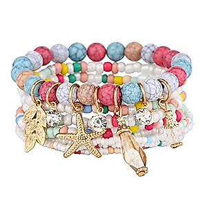 iYours 6 sets Bohemian Multilayer tassels bracelet Handmade Wrap Bracelets Bangle Jewelry Bracelets for Women (6PCS-A)