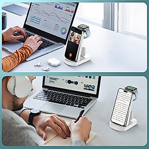 VIGROS Wireless Charging Station - 3 in 1 Wireless Charger for iPhone 14/13 Pro/13/12/11 Pro Max/X/Xs/8/8 Plus,Wireless Charging Stand Dock for Apple Watch Series AirPods 3/2/1/pro, with Adaptor