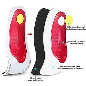 Arch Support Foot Insoles Orthotic Insole High Arch Foot Support Soft Functional Insoles, Insert For Severe Flat Feet Cotton Moisturizing Socks (L, L)