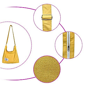 Women's canvas shoulder bag, tote bag. Simple retro, ideal for shopping and everyday storage (Pink)