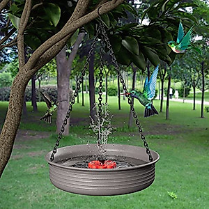Solar Bird Bath Fountains, Bird Bath Bowl with Solar Fountain Pump, Solar Powered Water Fountain Combo Set with 4 Water Spray Types for Outdoor Garden Yard Patio Lawn (Hanging Style)