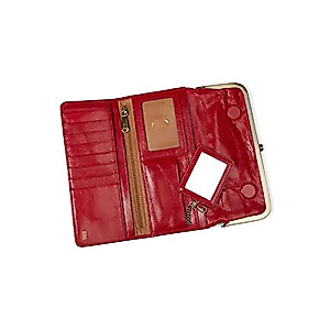 HOBO Rachel Clutch Wallet for Women - Soft Leather Construction with Magnetic Lock Closure, Zipper Pocket, Gorgeous and StylishCrimson One Size One Size