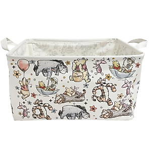 Winnie Nursery Hampers with Handles Classaic Pooh Nursery Storage Basket Foldable and Waterproof Canvas Large Organizers for Bathroom, Bedroom, Toys, Clothes, Laundry Bin