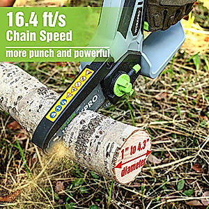 WORKPRO Mini Chainsaw, 6.3“ Cordless Electric Compact Chain Saw with 2 Batteries, One-Hand Operated Portable Wood Saw with Replacement Guide Bar and Chain for Garden Tree Branch Pruning, Wood Cutting