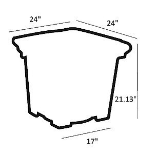 The HC Companies 24 Inch Terrazzo Large Square Planter - Rolled Rim Weather Resistant Decorative Plastic Plant Pot for Indoor Outdoor Use, Black