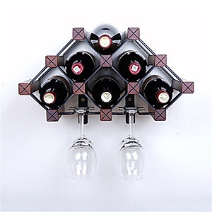 Stylish Simplicity Wine Rack Hanging Cup Holder Upside Down Wine Shelf Solid Wood Household Wine Cellar, PIBM