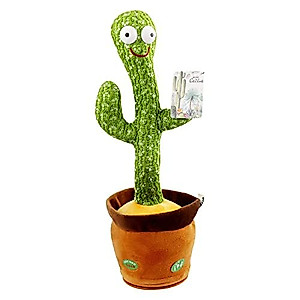 Ferlert Dancing Cactus,Talking Cactus Toy, Electronic Dancing Cactus Toy with Lighting,Singing Cactus Recording and Repeat Your Words,Cactus Mimicking Toy Green A