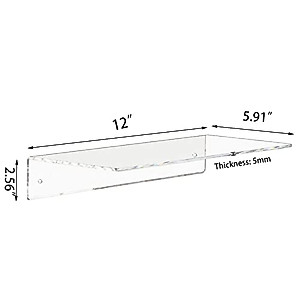 Weiai Acrylic Shelves, Clear Floating Shelf Wall Mounted for Bedroom, Living Room, Bathroom