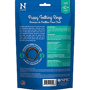 N-Bone Puppy Teething Rings Salmon Flavor Dog Treat, 6 Count Bag, 7.2-oz