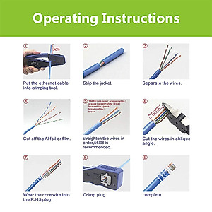 VCE RJ45 Cat6 Pass Through Connectors 100-Pack, UL Listed, Gold Plated Cat6 RJ45 Ends, Ethernet Crimp Network Plugs for Solid or Stranded UTP Cable, Support POE