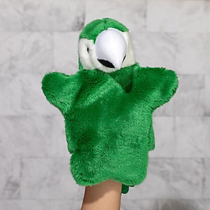 RONIAVL Animal Hand Puppets Plush Toy Birthday Party Favor Supplies for Storytelling Teaching Role-Play Stimulate Imagination Hand Puppets for Children (Green Parrot)