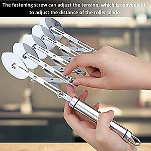 5 Wheel Pastry Cutter Stainless Pizza Slicer Multi-Round Dough Cutter Roller Cookie Pastry Knife Divider with Handle