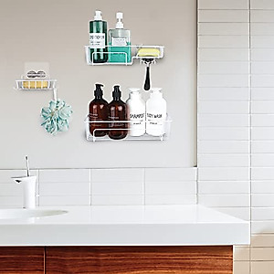 Liangding Shower Caddy 3-Pack Shower Shelf Organizer Stainless Steel Adhesive Kitchen Storage Shelves Rack with Soap Dish Razor Wall Mounted Bathroom Shower Storage Shelves for Inside Shower