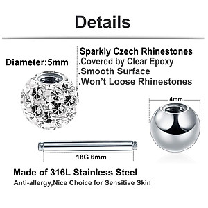 20G Stud Earrings Set for Women Girls Sensitive Ears with Screw on Backs Tragus Cartilage Jewelry ZHIYAOR