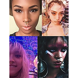 Honbay 20pcs Fake Septum Clicker Nose Ring Rhinestone Non Piercing Hanger Clip Body Jewelry (Bronze)