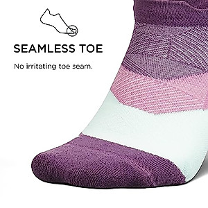 Feetures Elite Max Cushion No Show Tab Ankle Socks - Sport Sock with Targeted Compression - Peak Purple, M (1 Pair)