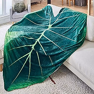 Dyto Leaf Blanket Green Plant Throw Blankets Wrapping Towel Realistic Decorative Floral Blankets for Sofa Bed Beach Towel let Throw, 60x80in