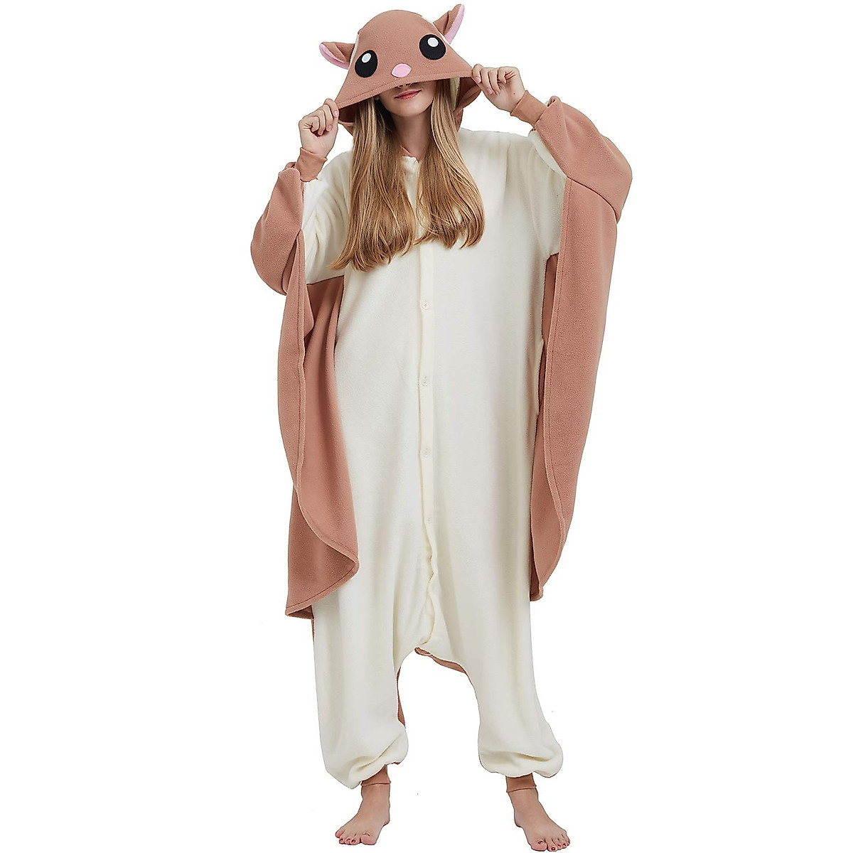 DarkCom Women Men Cosplay Flying Squirrel Onesie Halloween Costume Christmas Pajamas Animal Homewear Sleepwear Large