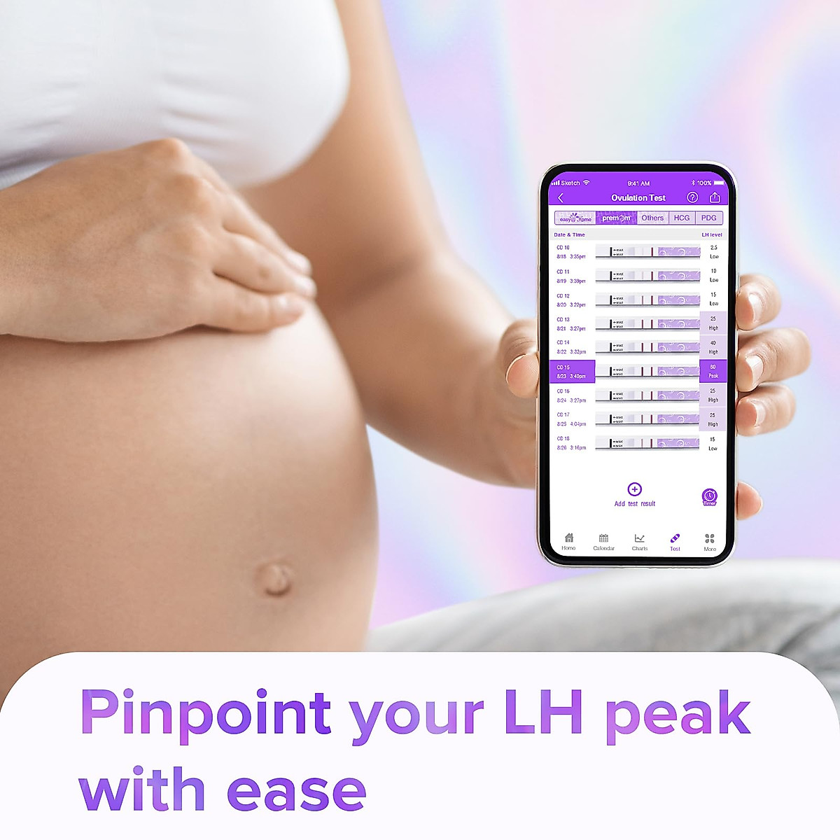 Premom Quantitative Ovulation Predictor Kit：40 Ovulation Tests + 10 Pregnancy Tests - Advanced Ovulation Test Strips Combo 40LH+10HCG Test