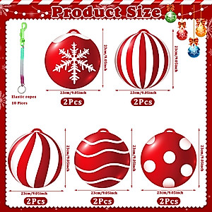Jetec 10 Pcs Christmas Inflatable Balls Decorations 9 Inch PVC Inflatable Balls Winter Snowman Hanging Ornaments for Outdoor Garden Tree Party(Xmas Ball)