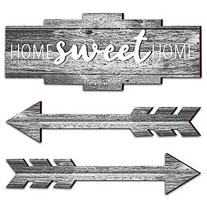 Set of Home Sweet Home Arrow Sign, Rustic Wood Home Wall Decor, Large Farmhouse Arrow Sign Plaque Wall Hanging for Bedroom, Living Room, Party, Wedding Decor (Classic Color)