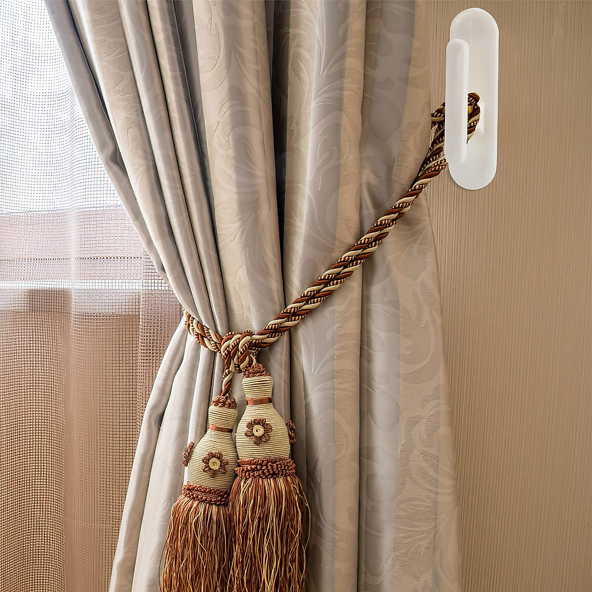 GCRQ 6 Pieces Baby Proofing Safety Door Window Blind Cord Blind Cord Winder Safety Wall Hook Wrap Cleats Blinds String Holder No Tools Needed Easy Installation with Adhesive