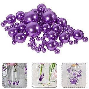 No Hole Floating Pearls Gems Purple Glossy Faux Pearls for Vase Filler Wedding Table Scatter Makeup Holder 125pcs