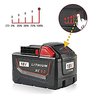 SUnMilY 2 Pack M-18 Battery 9.0 Ah for Milwaukee 18 Volt Batteries, High Output 18V 9000 mAh Replacement for 48-11-1852 48-11-1850 48-11-1840 48-11-1890 48-11-1828 with 2 Holder