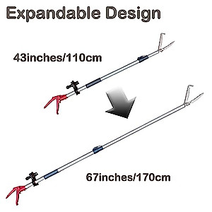 RUYARXNM 67'' Telescopic Snake Tongs Aircraft-Grade Aluminum Alloy Reptile Grabber Rattle Snake Catcher Wide Jaw Handling Tool with Lock for Hunting Game Finders 2023 New Launch