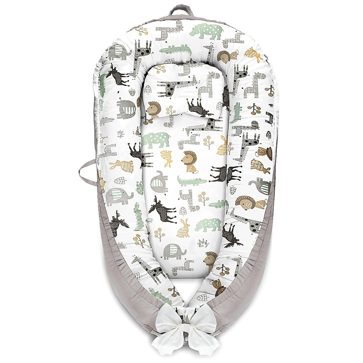 GIEFRNE Baby Nest Baby Lounger Newborn Bassinet Mattress for Baby 0-12M Portable Infant Floor Seat Co-Sleeping Baby Registry Search (Animal)