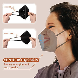 Borje KN95 Face Masks 50 Pcs, Individually Wrapped, 5-Ply Protection Black KN95 Mask, Disposable Face Masks for Adults