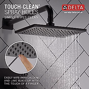 Delta Faucet Rain Shower Head, Rainfall Shower Head, Matte Black Shower Head Rainfall, Metal Shower Head, Ceiling Mount Shower Head, Matte Black RP62955BL