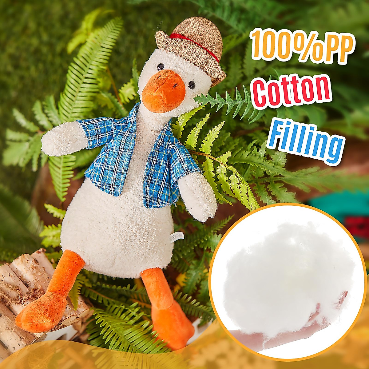 Houwsbaby 11'' Easter Duck Stuffed Animal in Plaid Shirt Easter Duck Plush Toy with Hat, Adorable for Totter Kids Boys Girls Holiday Christmas Birthday, Beige